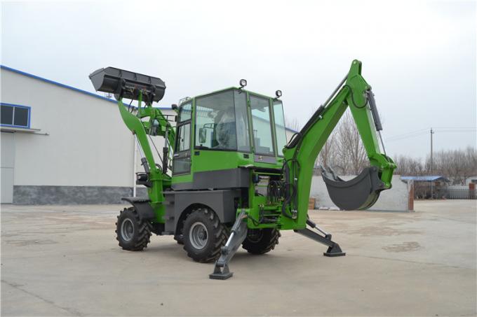 CE Approved Excavator Backhoe Loader 4WD Backhoe Wheel Loader Green Black